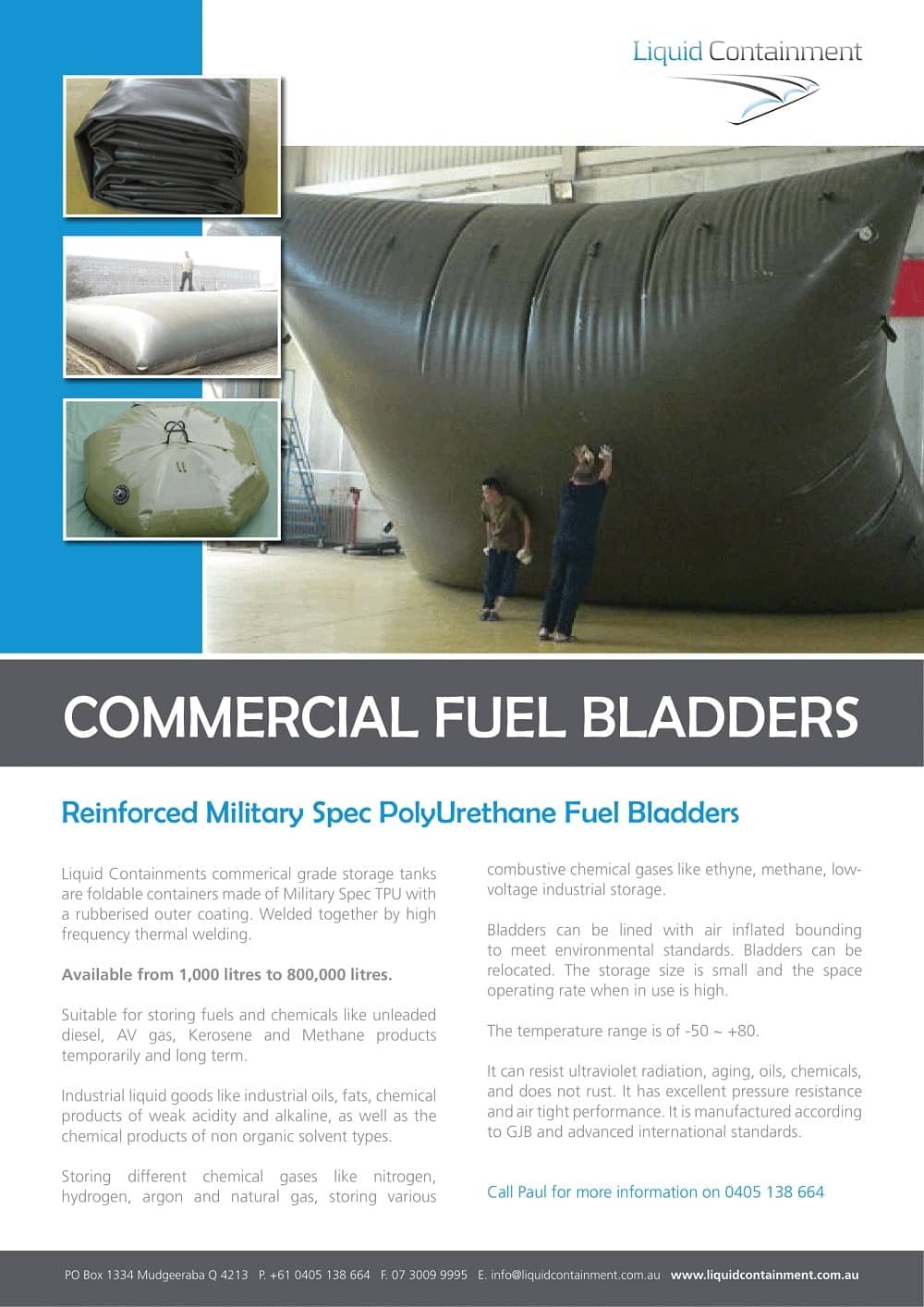 Product Brochures | Liquid Containment Bladders & Liners